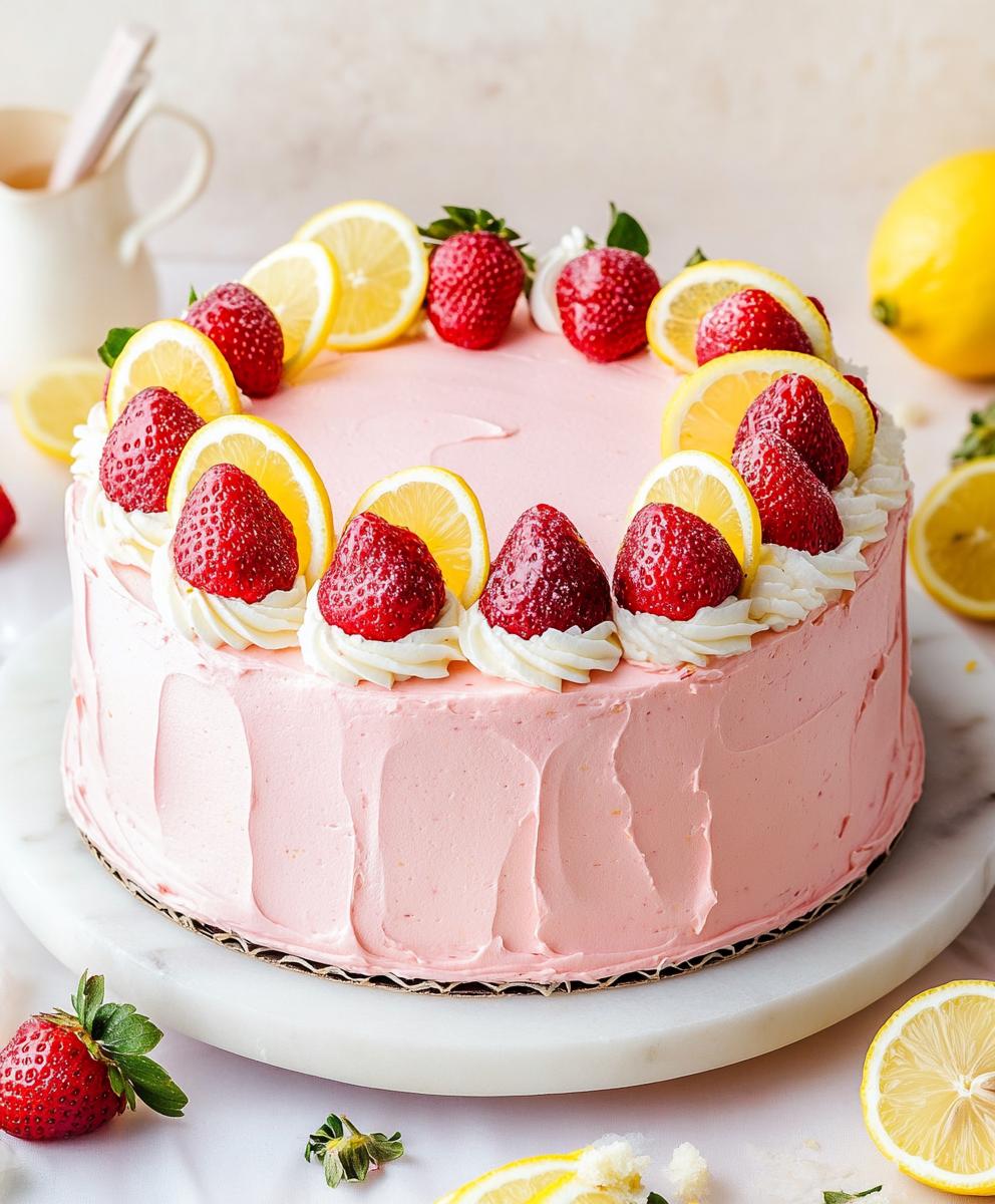 Strawberry Lemon Cake Recipe - tastycookingtips.com