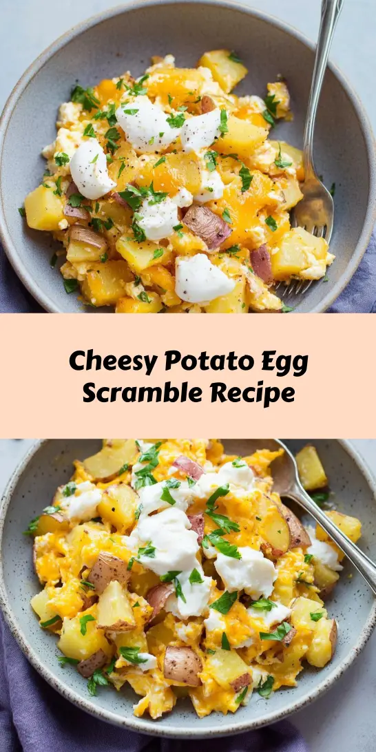 Cheesy Potato Egg Scramble Recipe - tastycookingtips.com