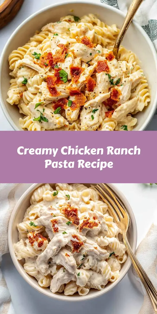 Creamy Chicken Ranch Pasta Recipe - tastycookingtips.com